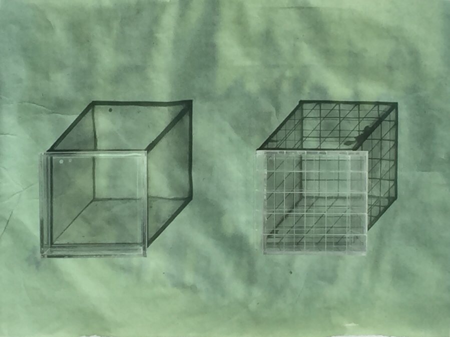 Acrylic cube shadows | architectural moving drawing